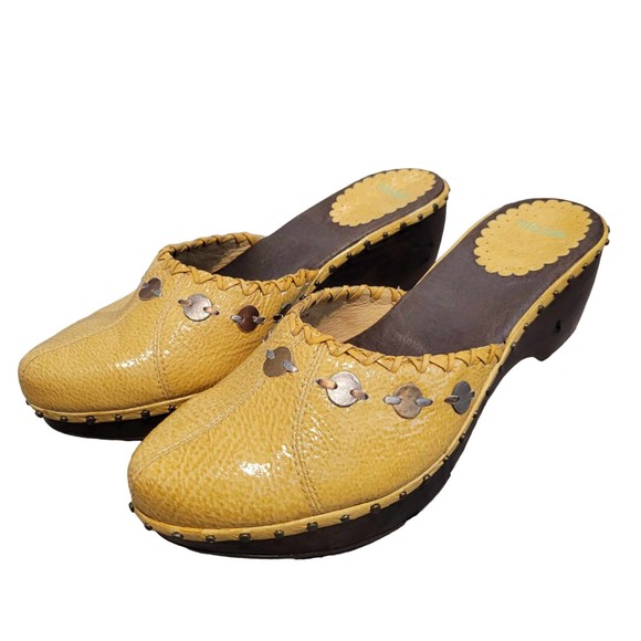 Nicole | Shoes | Nicole Leather Boho Clog Mustard Yellow Embellished ...